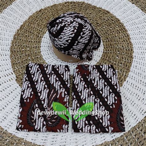 Jual 1 Set Sepasang Jarik Instan Blangkon Jogja Motif Lereng