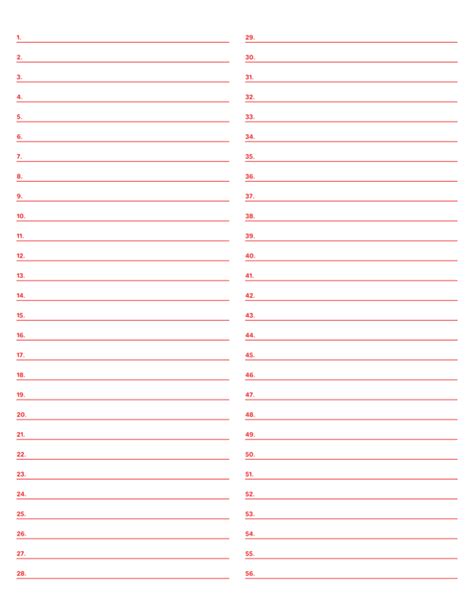 Blank Numbered List