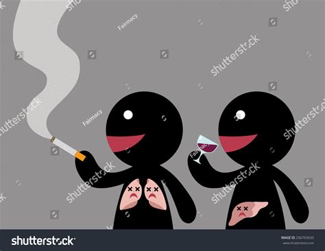 Vektor Stok Smoking Drinking Toxicity Cartoon Vector Tanpa Royalti
