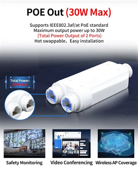 2 Port Waterproof Poe Repeater Ip66 10 100mbps 1 To 2 Poe Extender With