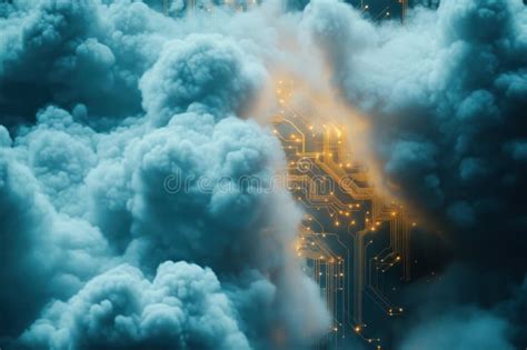Futuristic Cloud Computing Concept With Circuit Board And Glowing Lights Stock Image Image Of