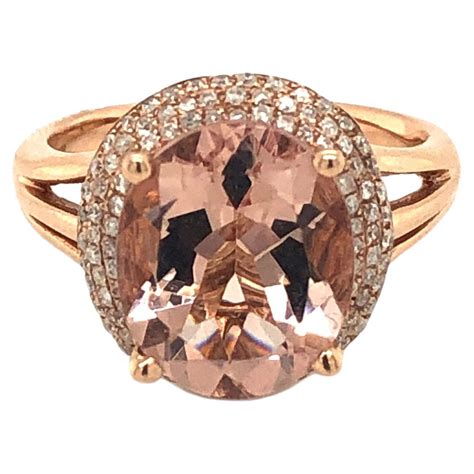 14k Rose Gold Natural Emerald 671 Ct Morganite Cocktail Ring For Sale