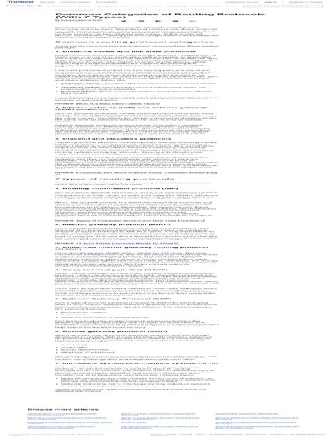 Common Categories Of Routing Protocols With 7 Types Pdf Routing Computer Network