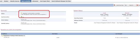 Solved Fmc Ha Degraded Synchronization Incomplete Cisco Community