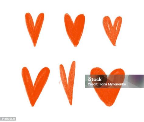 손으로 그린 빨간 하트 발렌타인 데이 세트 유치한 귀여운 그림 스티커 낙서 드로잉에 대한 스톡 벡터 아트 및 기타 이미지 낙서 드로잉 낮 단일 이미지 Istock