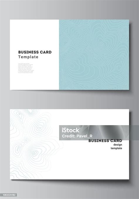 두 크리에이 티브 비즈니스 카드의 편집 레이아웃의 최소한의 추상적인 벡터 일러스트 레이 션 디자인 서식 파일 지형 등고선 지도 추상 흑백 배경입니다 명함에 대한 스톡 벡터