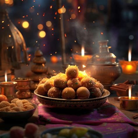 Premium Ai Image Indian Sweets Called Laddoo In Plate For Diwali Festival