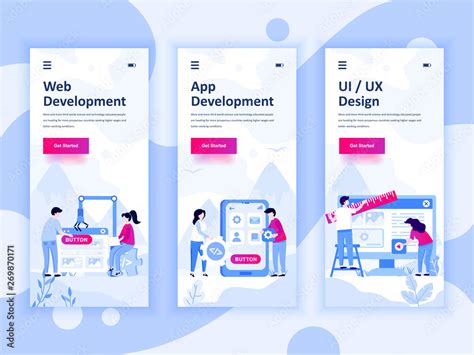 Set Of Onboarding Screens User Interface Kit For Web And App Development UI Design Mobile App