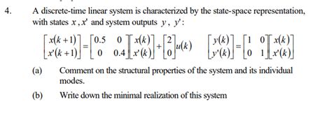 solved a discrete time linear system is characterized by the