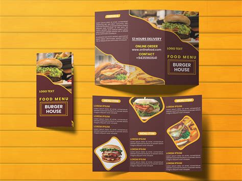 Tri Fold Menu Card Design 04 Behance