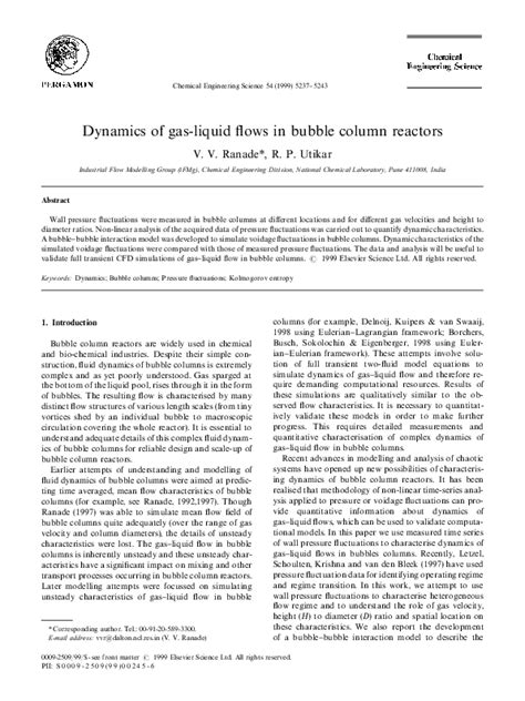 pdf dynamics of gas liquid flows in bubble column reactors