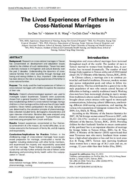 Pdf The Lived Experiences Of Fathers In Cross National Marriages