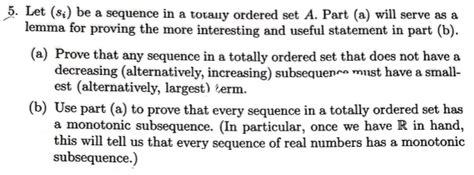 Solved Let Si Be A Sequence In A Tovally Ordered Set A
