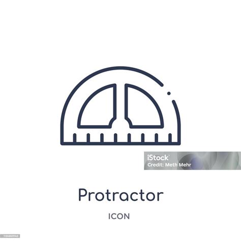 Linear Protractor Icon From Measurement Outline Collection Thin Line Protractor Icon Isolated On