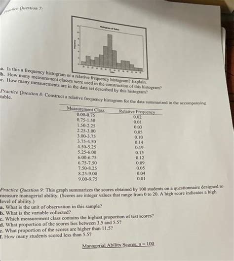 Get Answer Practice Question 7 A Is This A Frequency Histogram Or