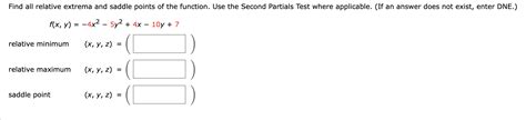 find all relative extrema and saddle points of the