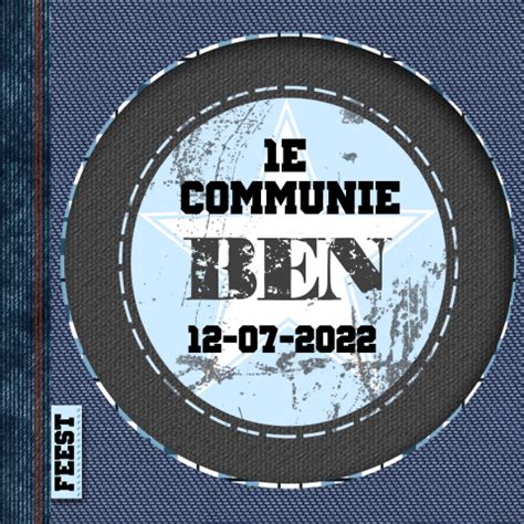 Stoere Uitnodigingskaart Denim Voor 1e Communie Jongen Met Armyprint
