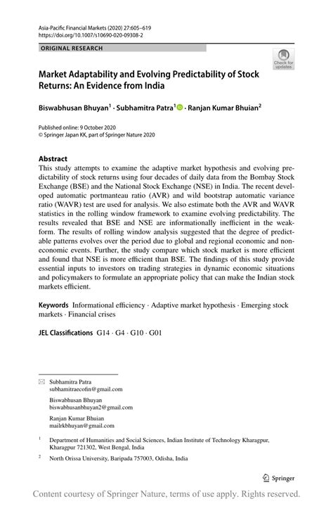 Market Adaptability And Evolving Predictability Of Stock Returns An