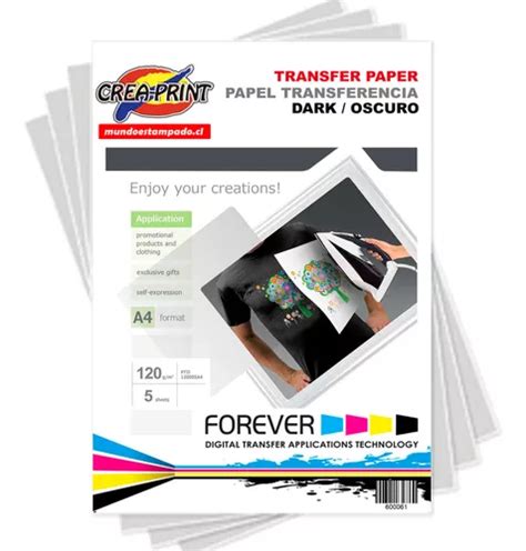 Papel Transfer Telas Oscuras A4 Inkjet X 20 Hojas Cuotas sin interés