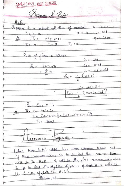 Maths Short Handwritten Notes Class 11th For Iit Jee Mains And