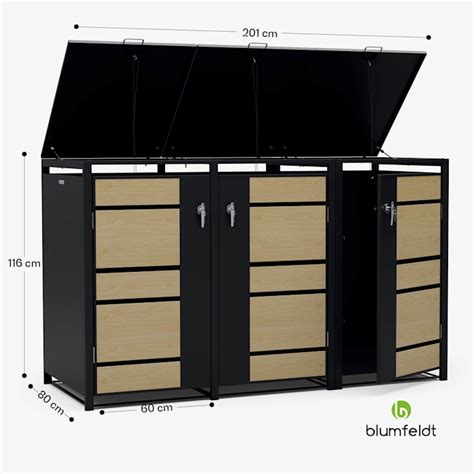 Blumfeldt Binsafe Bin Box 3 Bins Weatherproof Lockable