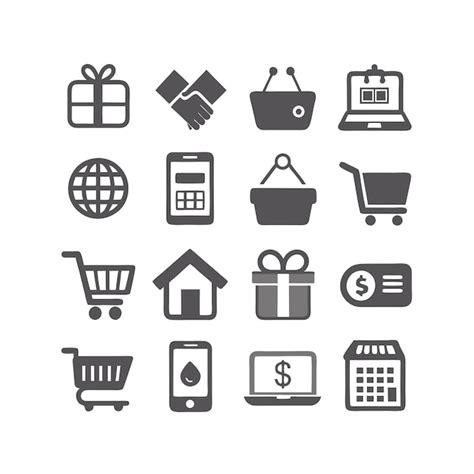 Ecommerce And Shopping Icon Set For User Interface Documents Websites And Mobile Applications
