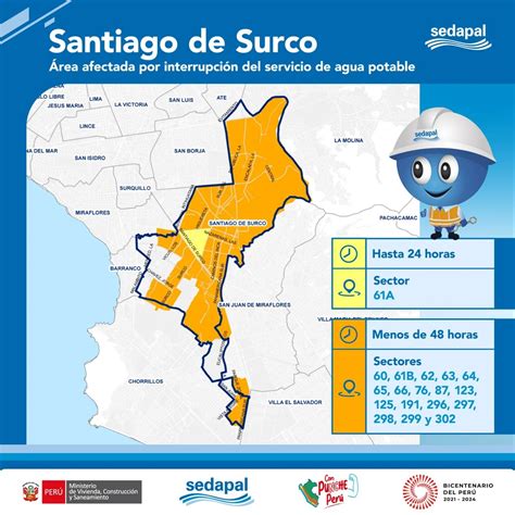 Corte de agua masivo de Sedapal Mapas de los distritos zonas sectores y horas de suspensión