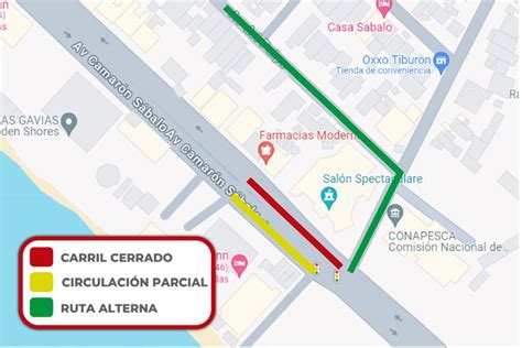 En Mazatlán anuncian cierre parcial de vialidad en Camarón Sábalo a la