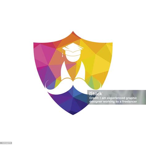 강력한 교육 로고 디자인 서식 파일입니다 콧수염 아이콘 디자인을 가진 학생 공부에 대한 스톡 벡터 아트 및 기타 이미지 공부