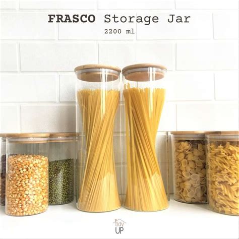 Promo FRASCO Glass Storage Jar With Bamboo Lid 2200 Ml Toples Kaca