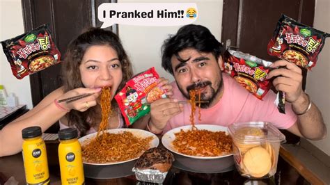 Spicy Ramen Noodles Challenge🔥prank On Husband🤣 Youtube