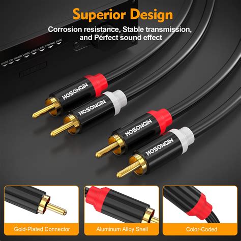 Hosongin Short Rca Stereo Audio Cable 16ft