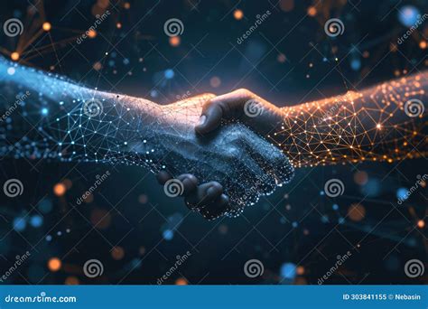 Digital Handshake Representing Connectivity And Network Agreements Stock Illustration