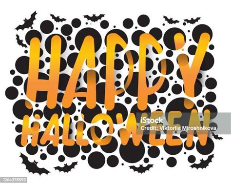 텍스트 해피 할로윈 박쥐와 무서운 구멍 배너 엽서 인사말 또는 초대로 플랫 벡터 스톡 일러스트와 카드 10월에 대한 스톡 벡터 아트 및 기타 이미지 Istock