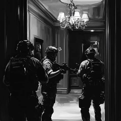 Officers Executing A Search Warrant At A Location1 Premium Ai