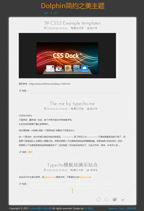 灰白色typecho单栏主题简约之美dolphin博客吧