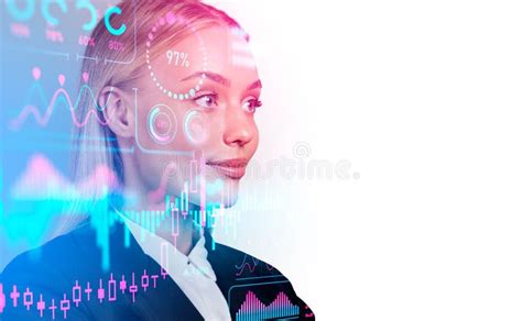 Retrato De Empresaria Y Gráfico De Forex Con Análisis Espacio De Copia