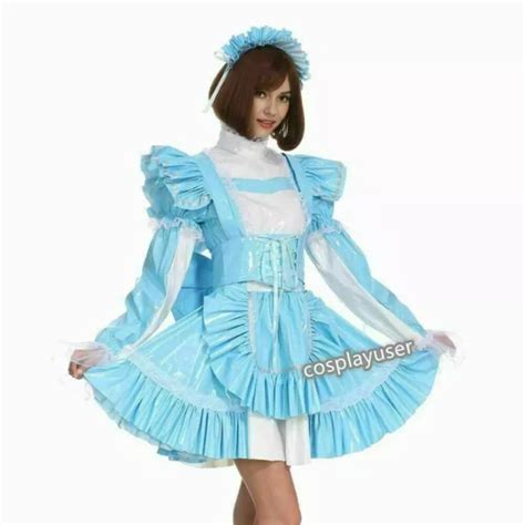 Sissy Maid Pvc Dress Black Lockable Uniform Cosplay Costume Tailor Made