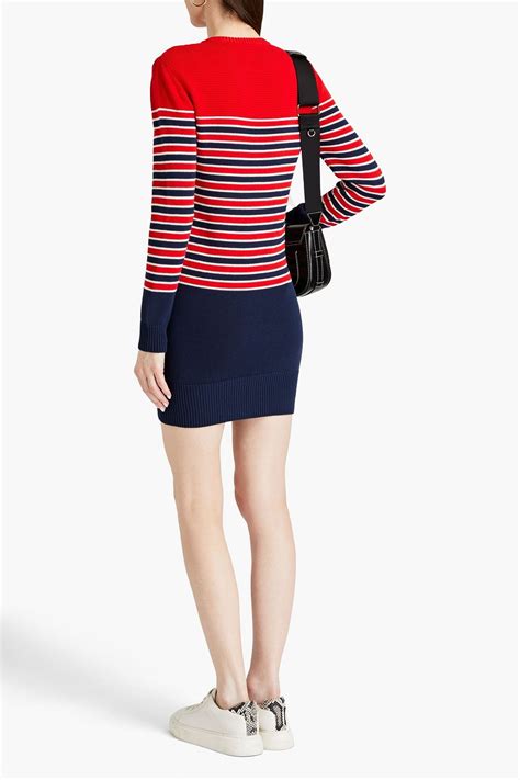 Boutique Moschino Button Embellished Striped Cotton Mini Dress The Outnet