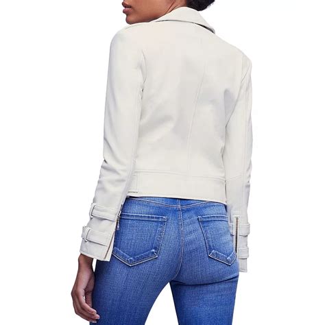 Classy White Biker Style Women Leather Jacket Leatherexotica