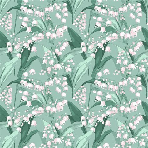 Premium Vector Seamless Pattern With Lilies Of The Valley