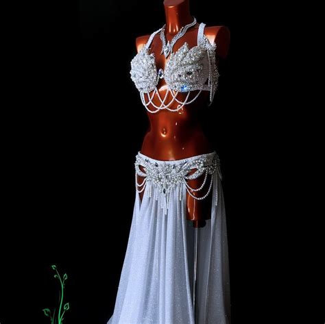 White Custom Belly Dance Costume Dance Wear For Belly Dance Luxury Belly Dance Suit Dance Show