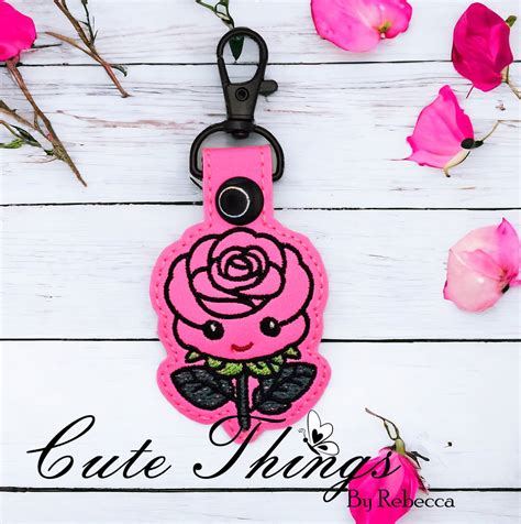 Cute Happy Rose Snap Tab Cute Things By Rebecca Embroidery