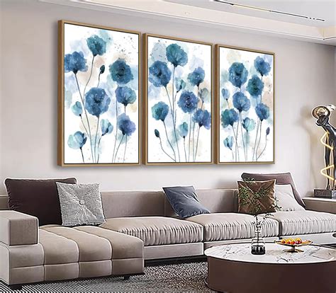 Large Flowers Wall Art For Living Room Natural Wood Float