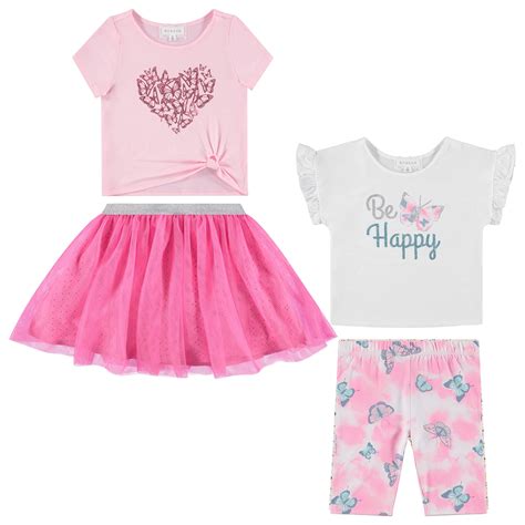 Btween Girls 4 Pack Floral Fashion Summer Clothes Set Tutu Skirt Tank