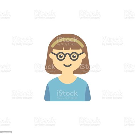 안경 색깔된 아이콘으로 여자의 아바타입니다 모바일 개념 및 웹 응용 프로그램에 대 한 어린이 아이콘의 요소입니다 웹 및 모바일 안경 소녀의 색된 아바타를 사용할 수 있습니다