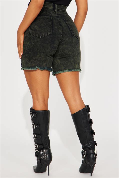 Coming Together Stretch Denim Bermuda Shorts Olive Fashion Nova