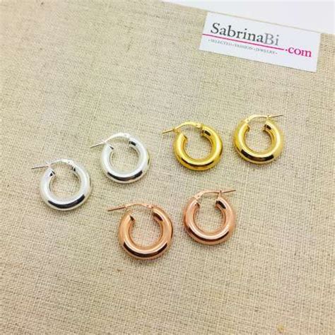 Orecchini A Cerchio Piccoli Torchon Argento 925 Oro Rosa SabrinaBi