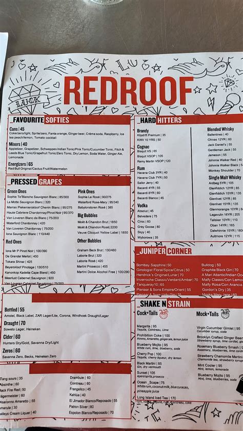Menu At Red Rooftop Bar And Terrace Randburg