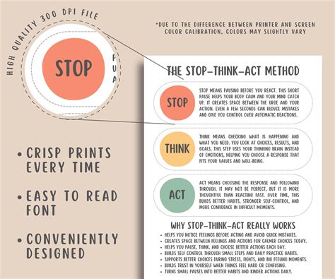 Stop Think Act Impulse Control Worksheets Self Control Skills Cbt